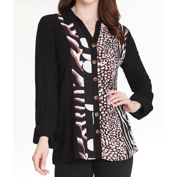 Multiples | Tops | New Multiples Turn Up Cuff 34 Sleeve Button Front ...
